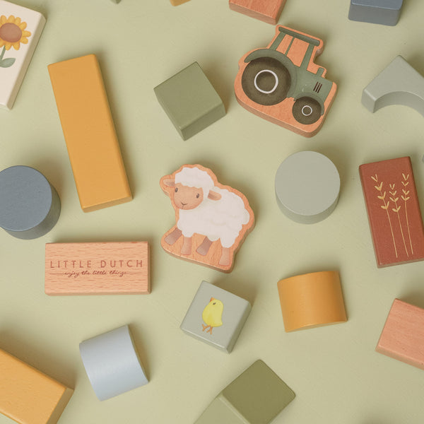 Wooden Building Block Set - Little Farm – Little Dutch Aus